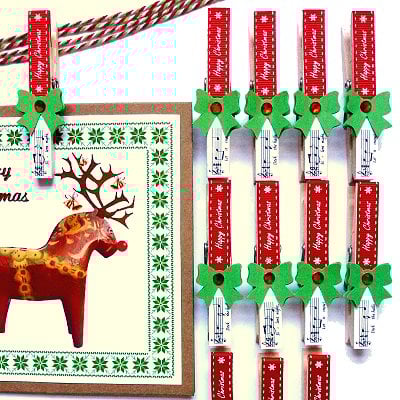 Gift set of 12 peg holders & twine for Chri... - Folksy