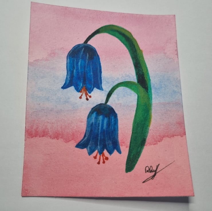 Bluebell ACEO Mini Gouache Painting Art Trading... - Folksy
