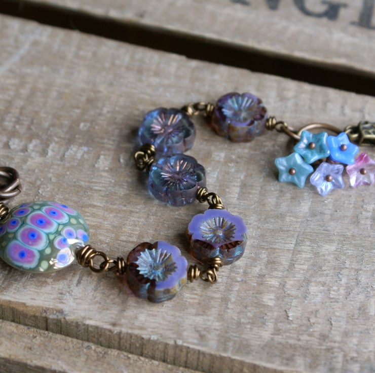 Wire Wrapped Spring Colours Bracelet - Folksy
