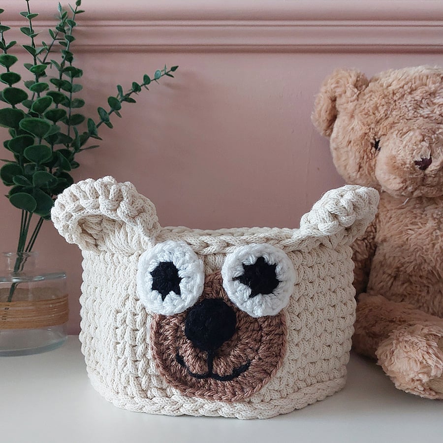 Crochet Bear Nursey Storage Basket - Folksy