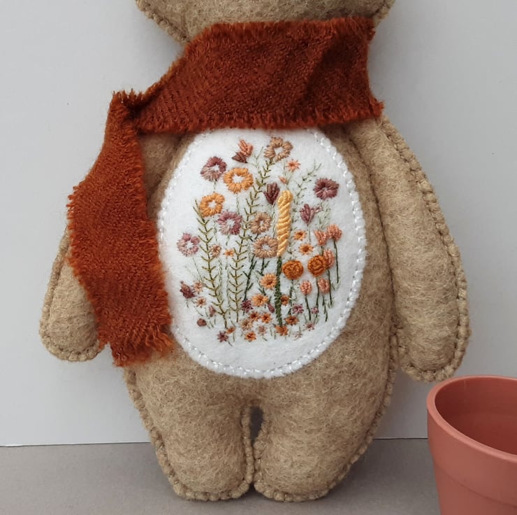 Rabbit, hand embroidered woodland bunny keepsak... - Folksy