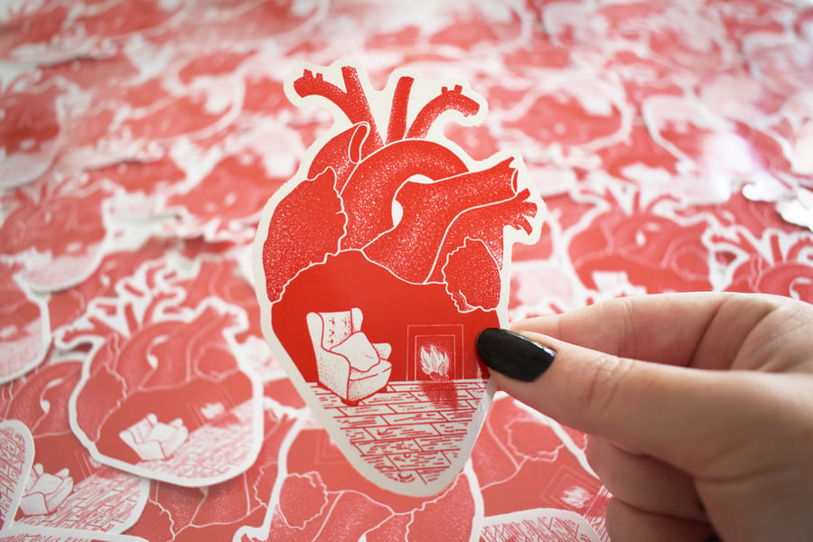 Anatomical Heart Sticker - Die cut vinyl sticke... - Folksy