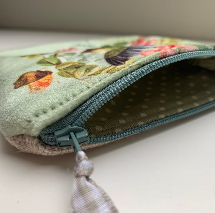 Velvet bird coin purse - Folksy