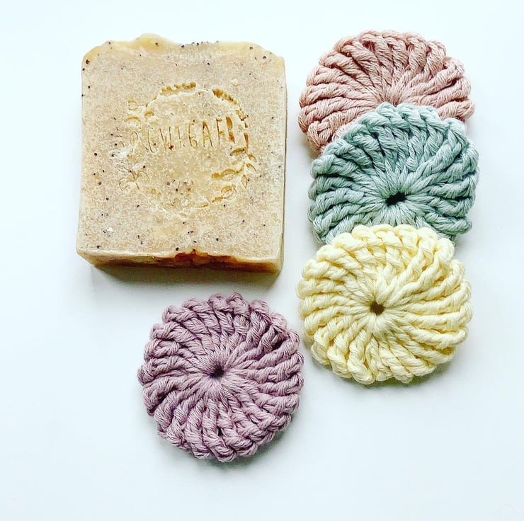 Crochet face scrubbies, pack of four, pastel or... - Folksy
