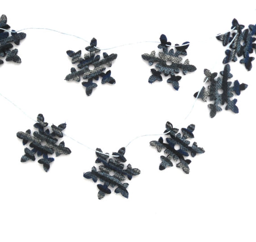 Christmas snowflake felt bunting in blue - Folksy