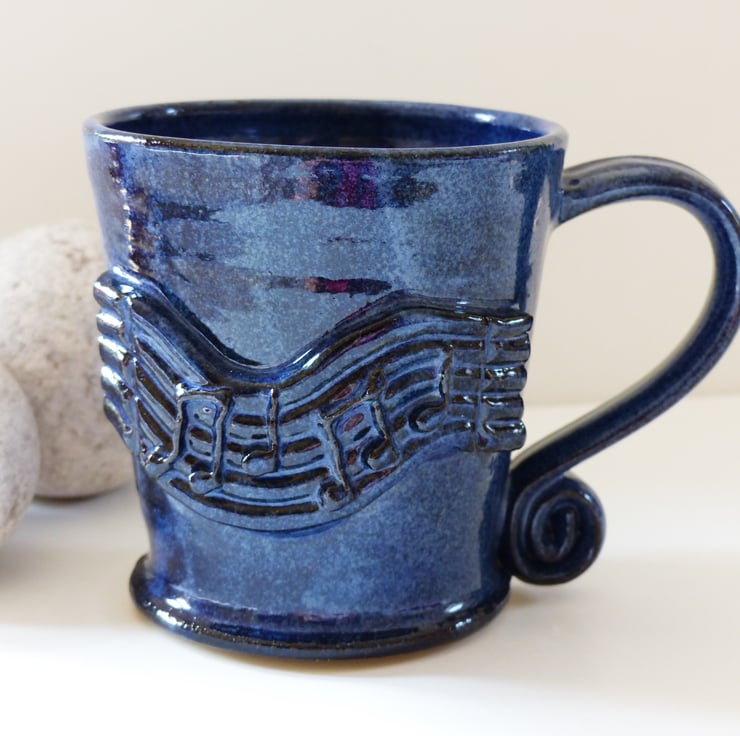 Large Music Beautiful Blue Mug Ceramic Pottery - Folksy