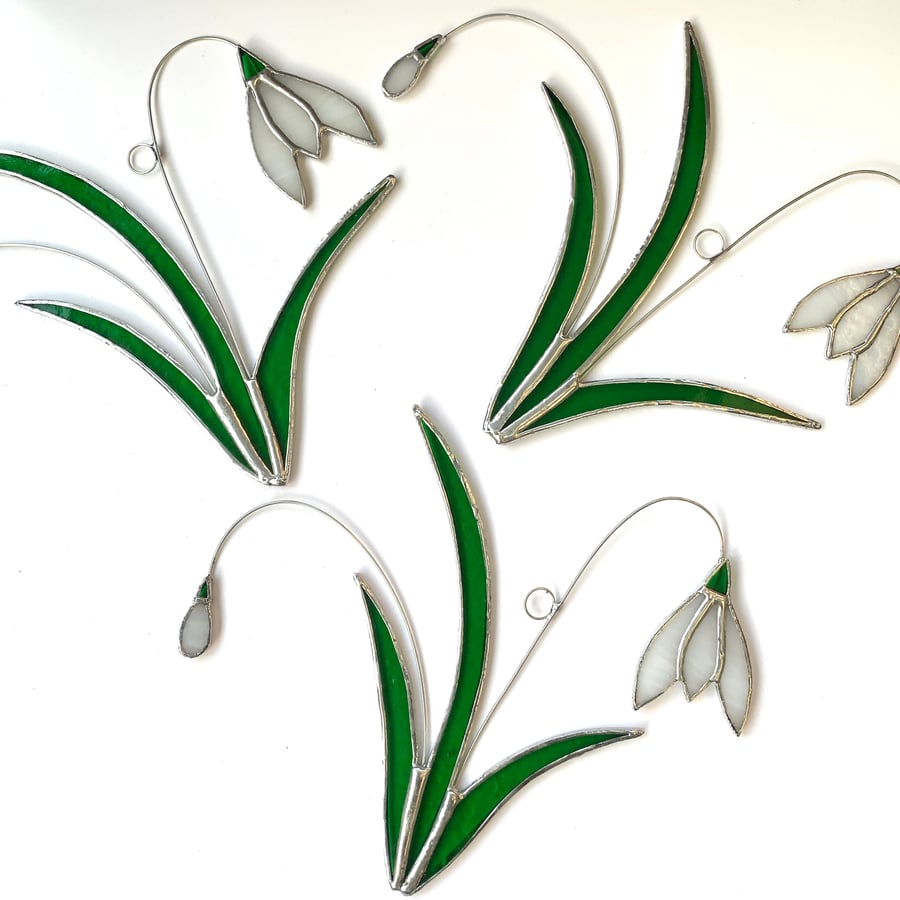 Stained Glass Snowdrop Suncatcher - Handmade Ha... - Folksy