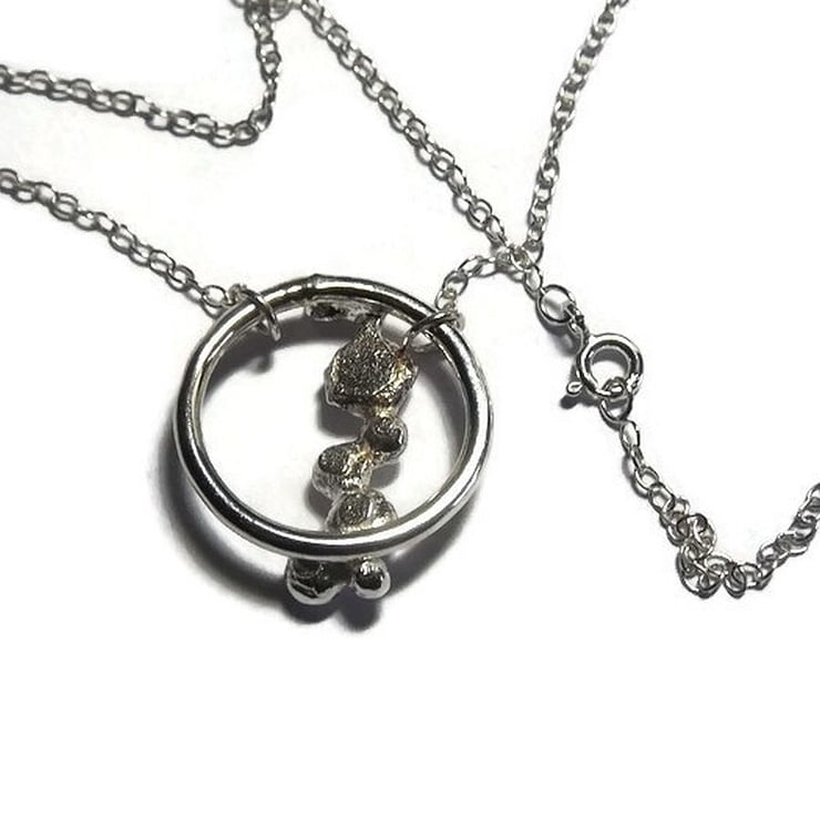 handmade sterling silver abstract hoop pendant - Folksy