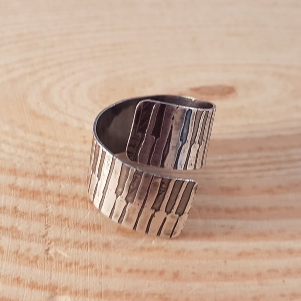 Sterling Silver Etched Keyboard Cross Over Adju... - Folksy