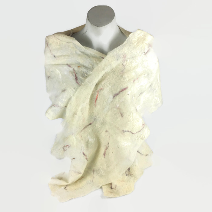 Natural white merino wool cobweb scarf with woo... - Folksy