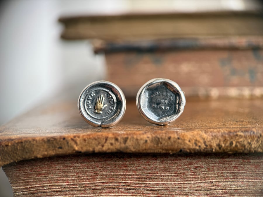 Sterling Silver Clay Pipe Wax Seal Stud Earring... - Folksy