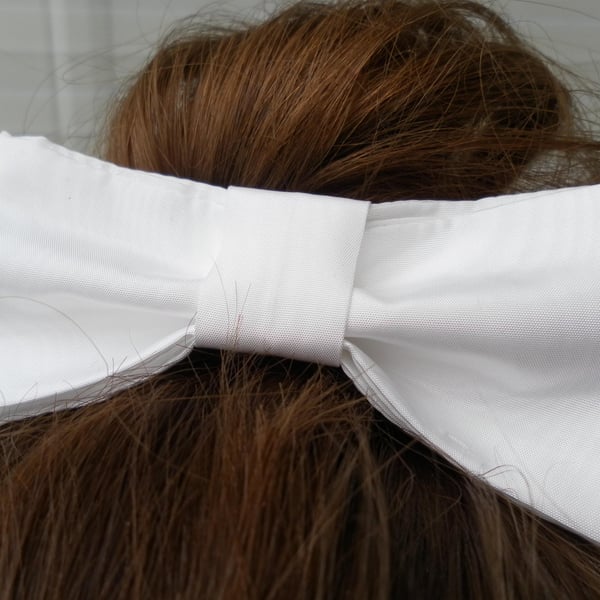 White Satin Bow Hair Clip - Folksy