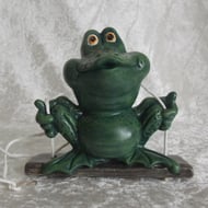 Ceramic Hand Painted Novelty Green Frog Toad On... - Folksy