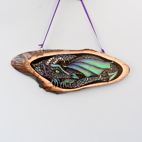 Good morning Dragon. Pyrography hanging plaque.... - Folksy