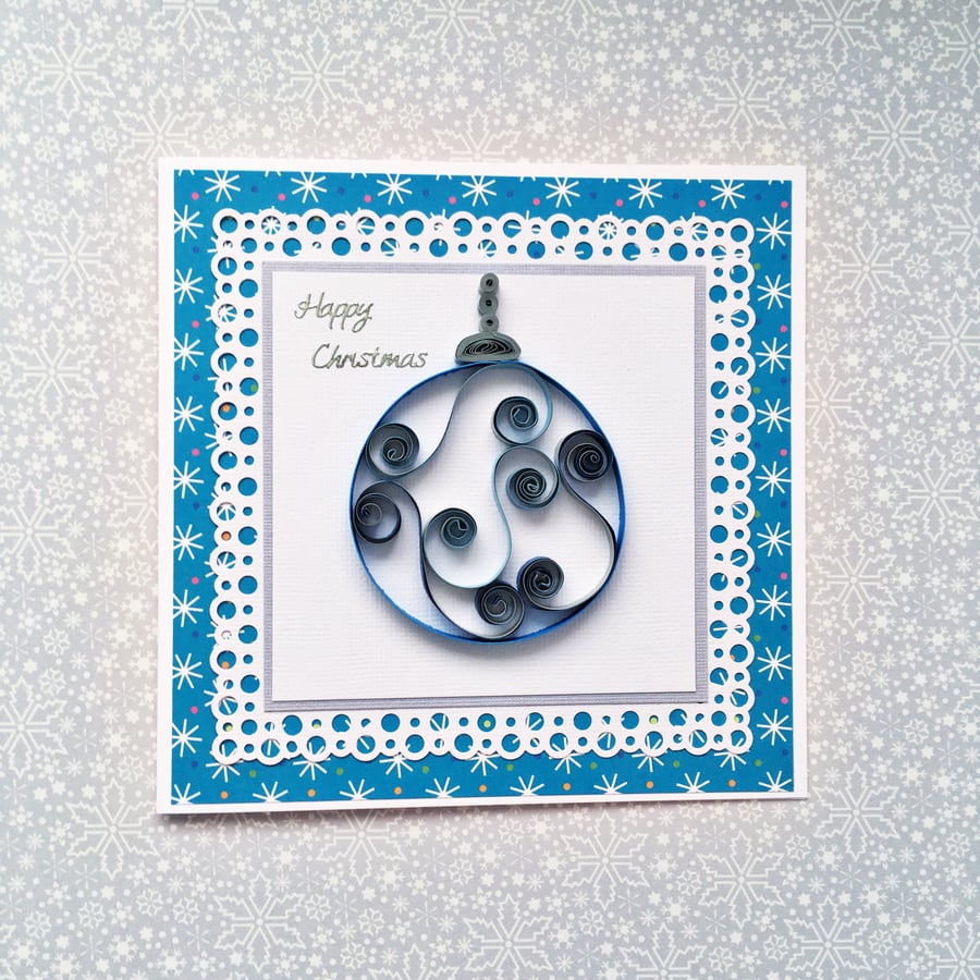 Christmas bauble card - quilled with boxed option - Folksy