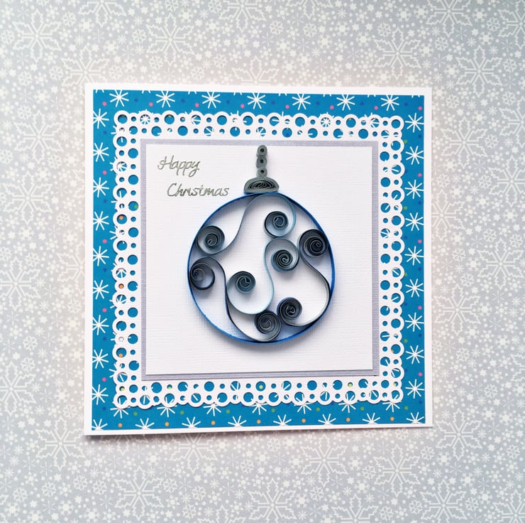 Christmas bauble card - quilled with boxed option - Folksy