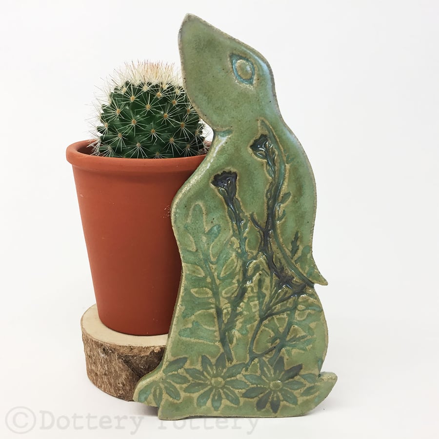 Ceramic Moon Gazing Hare Pottery Hare decoratio... - Folksy
