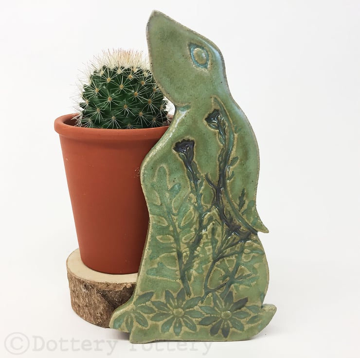 Ceramic Moon Gazing Hare Pottery Hare decoratio... - Folksy