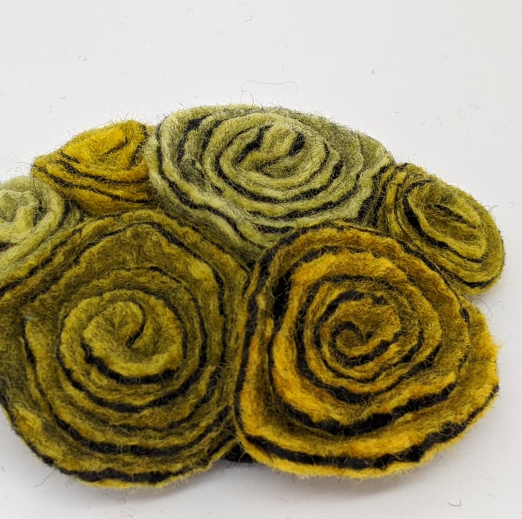 Large vintage inspired felted flowers brooch in... - Folksy