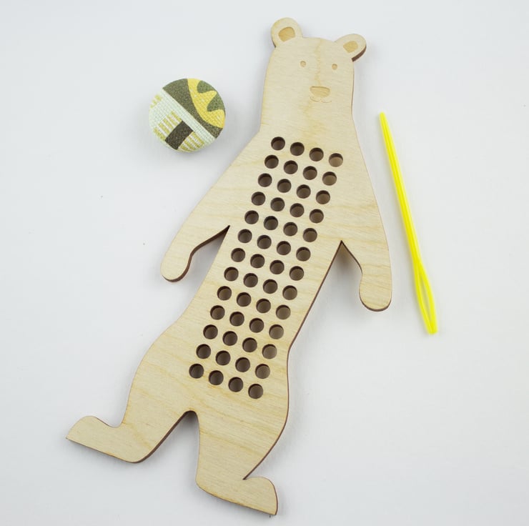 Bear Shaped Cross Stitch Wooden Board - Folksy