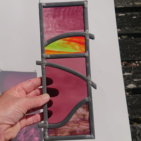 Abstract stained glass seascape, beach, sea, su... - Folksy