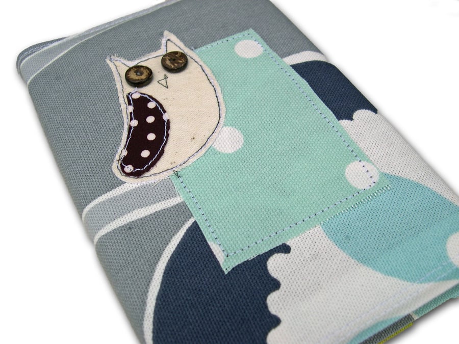 Textile Owl Diary journal in Grey Swirl Pattern - Folksy