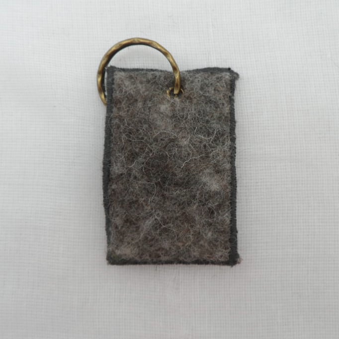 Felted key ring - grey with poppy - Folksy
