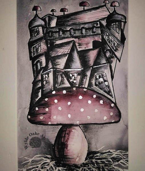 The Pink Toadstool Kingdom - A4 original pen an... - Folksy