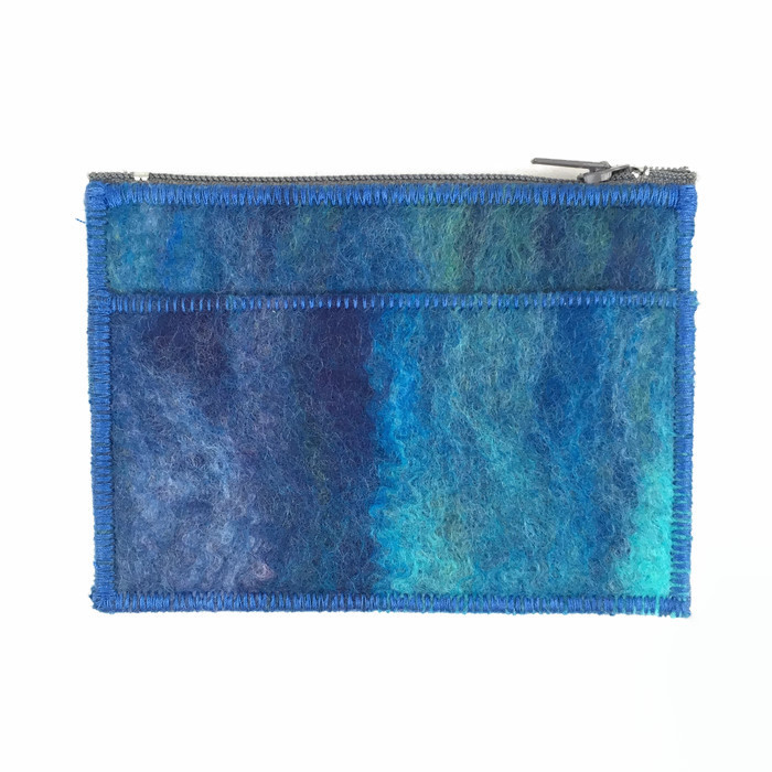 Blue felted coin purse - Folksy