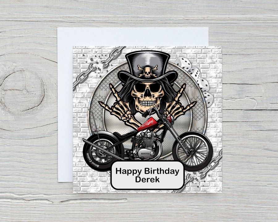 Easy Rider Biker Skull Personalised Birthday Card - Folksy