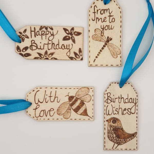 Wooden gift tags, nature pyrography gift labels - Folksy