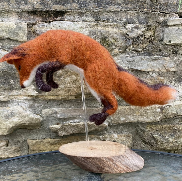 Leaping Fox model, needle felted woollen sculpt... - Folksy