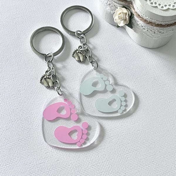 Heart-Shaped Baby Foot Keyring in Clear Acrylic... - Folksy