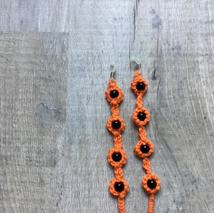 Crochet orange glasses chain - Folksy