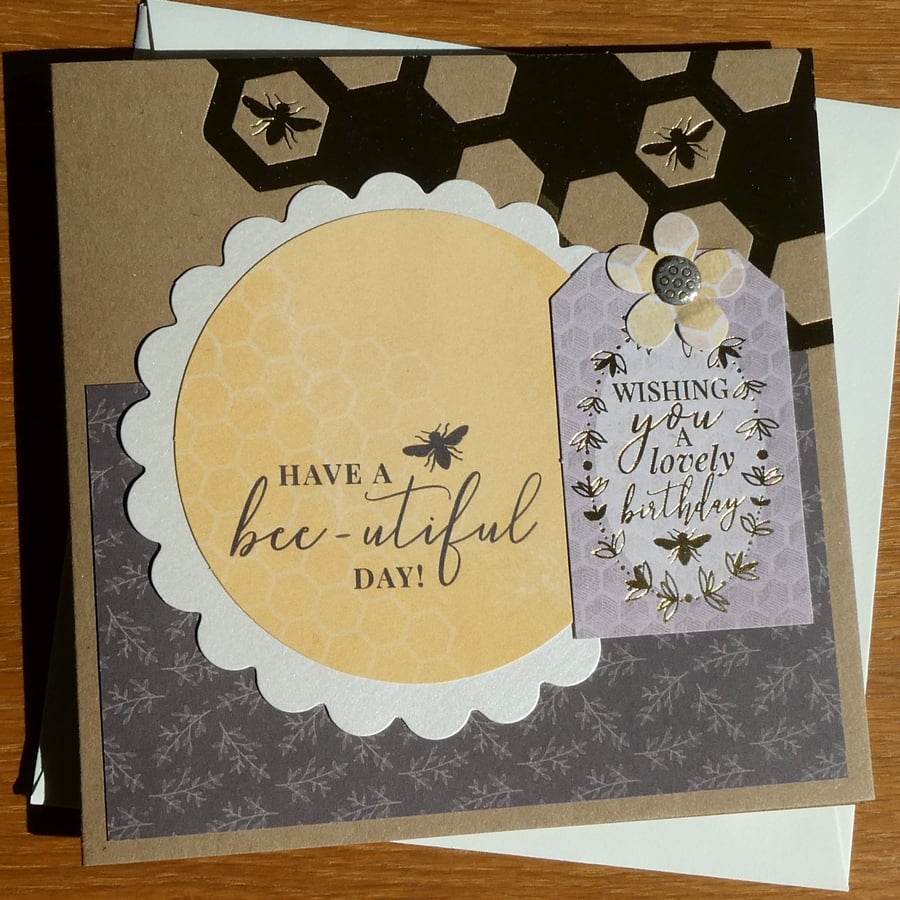 Bee Birthday Card - Have a Bee-utiful Day - Folksy Bee Birthday Card - Have a Bee-utiful Day - Folksy
