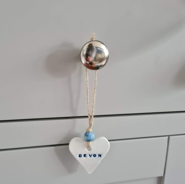 Heart clay hanging decoration Devon holiday hom... - Folksy