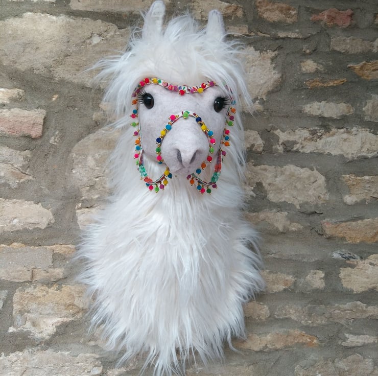 Handmade faux taxidermy cream Llama Lama Alpaca... - Folksy