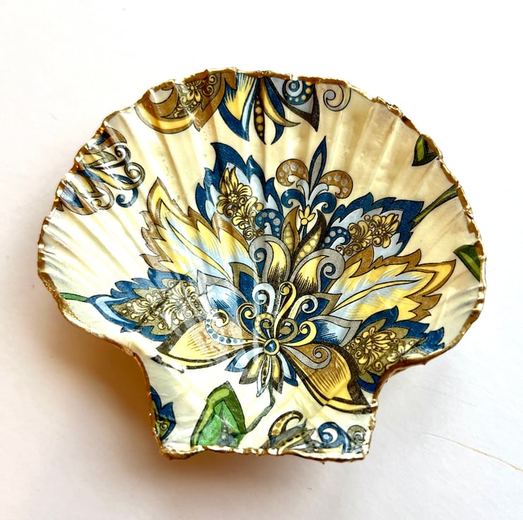 Golden Blue. Hand Finished Dorset Scallop shell... - Folksy