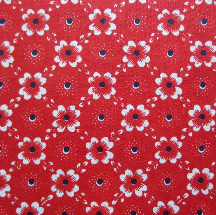 Unused Vintage Red Floral Fabric ( 1 Yard) - Folksy