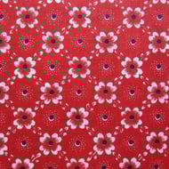 Unused Vintage Red Floral Fabric ( 1 Yard) - Folksy