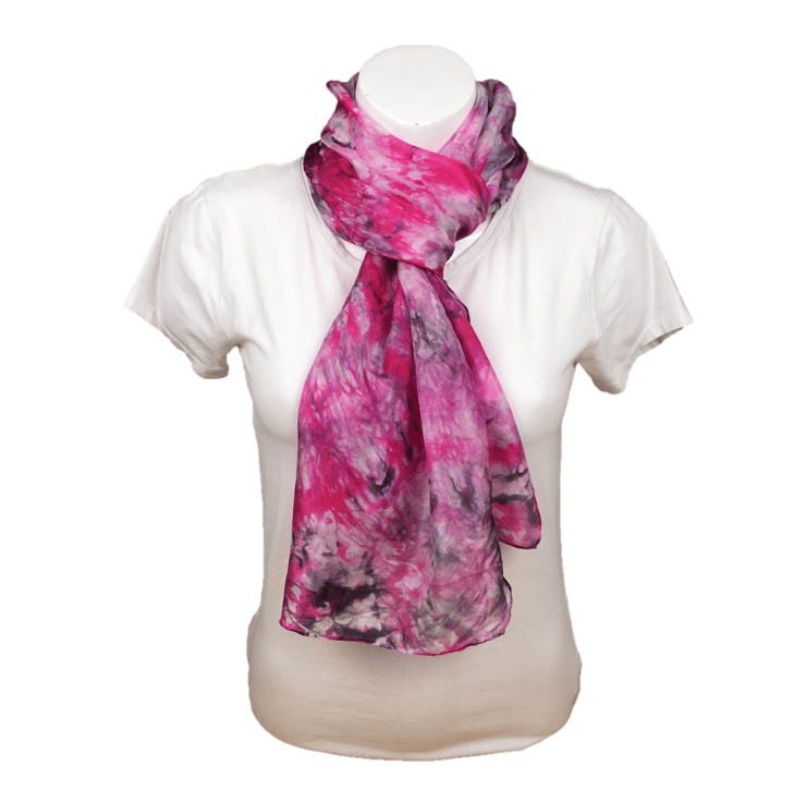 Silk scarf, ponge 5 silk, hand dyed in pink and... - Folksy