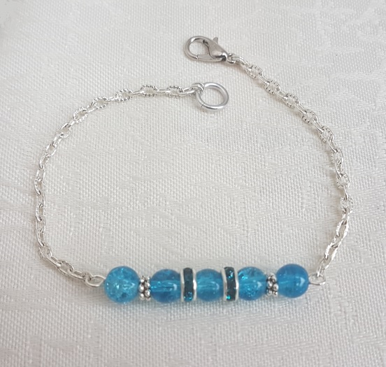 Gorgeous Blue Bead and Chain Bracelet - Folksy