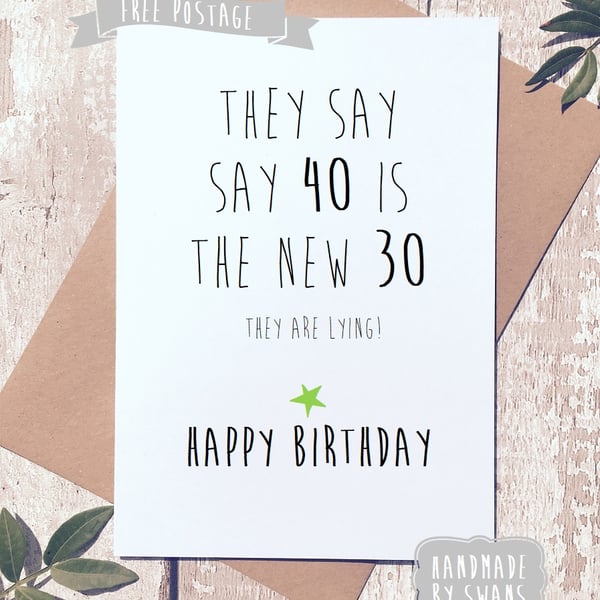 Funny birthday card, 40th birthday, funny card,... - Folksy