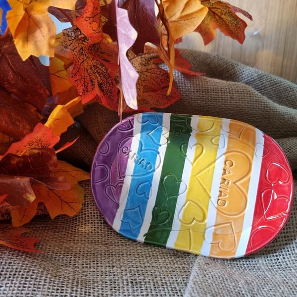 Ceramic Cariad Textured Pride Trinket Dish - Folksy