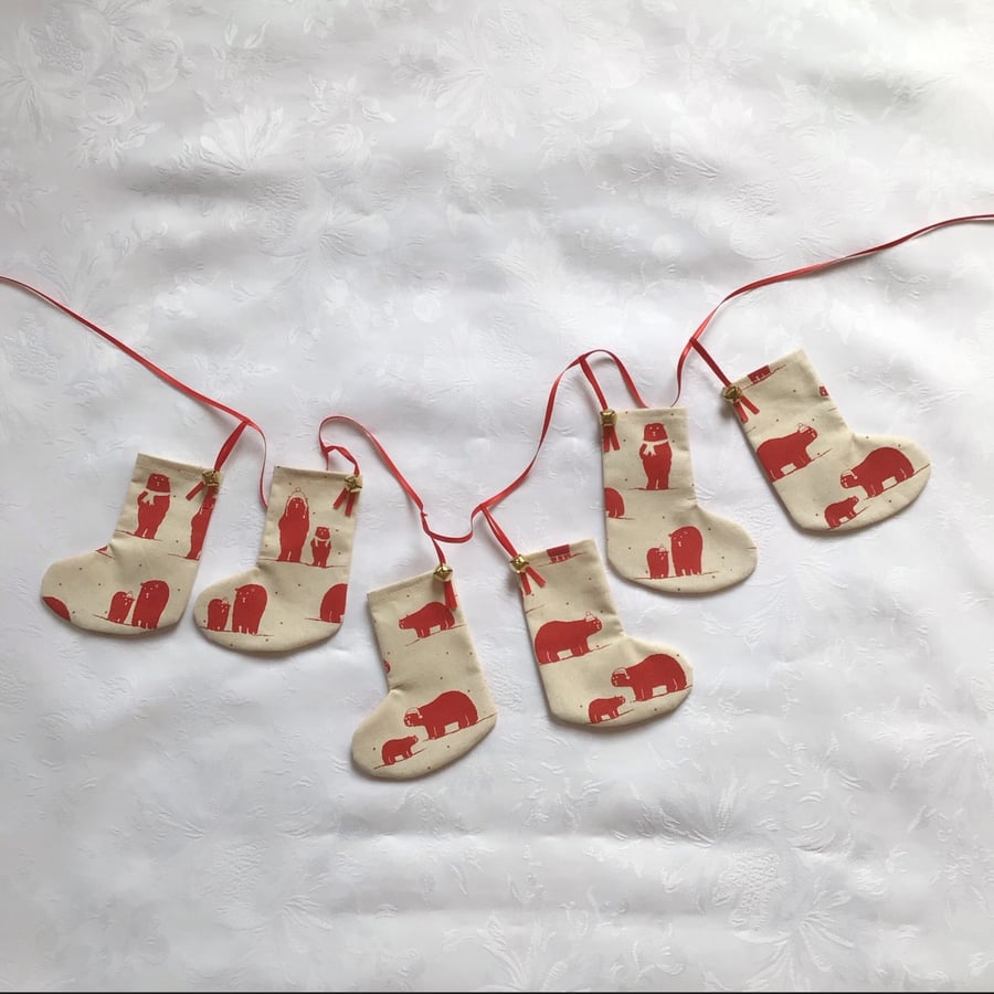 Christmas stocking, garland, bunting, fireplace... - Folksy