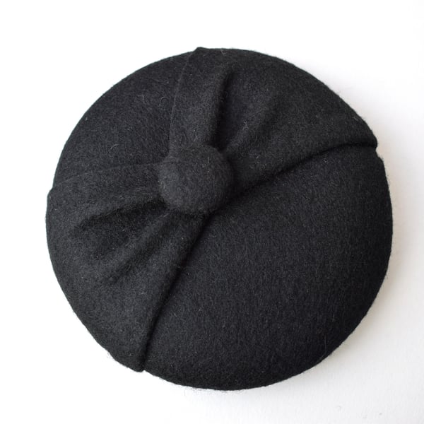 Mini Black Fascinator Hat - Felt Button Hat - Folksy