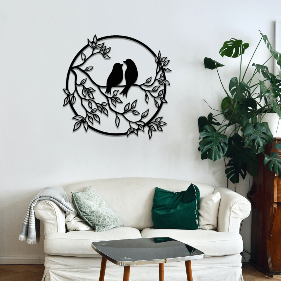 Round Birds on Branch Art, Laser Cut Woodland, ... - Folksy