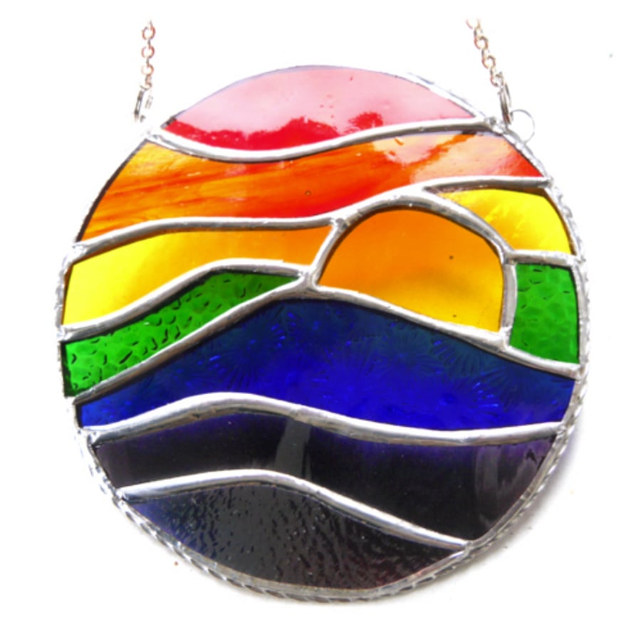 SOLD 240926 Rainbow Waves Stained Glass Suncatc... - Folksy