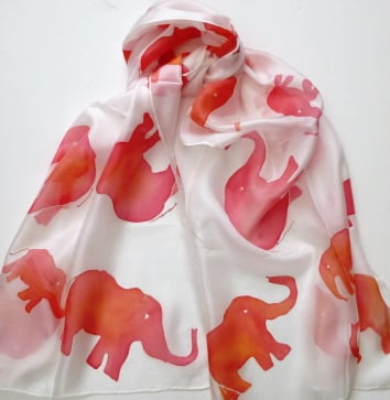Elephants silk scarf - Folksy