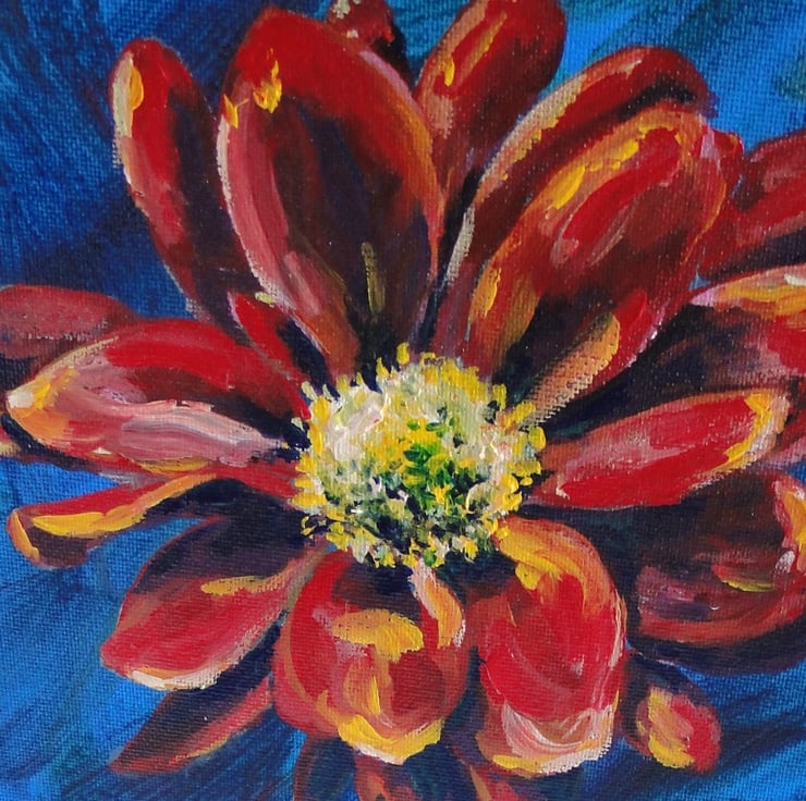 Sale Red Flower Original Acrylic Painting on Bo... - Folksy